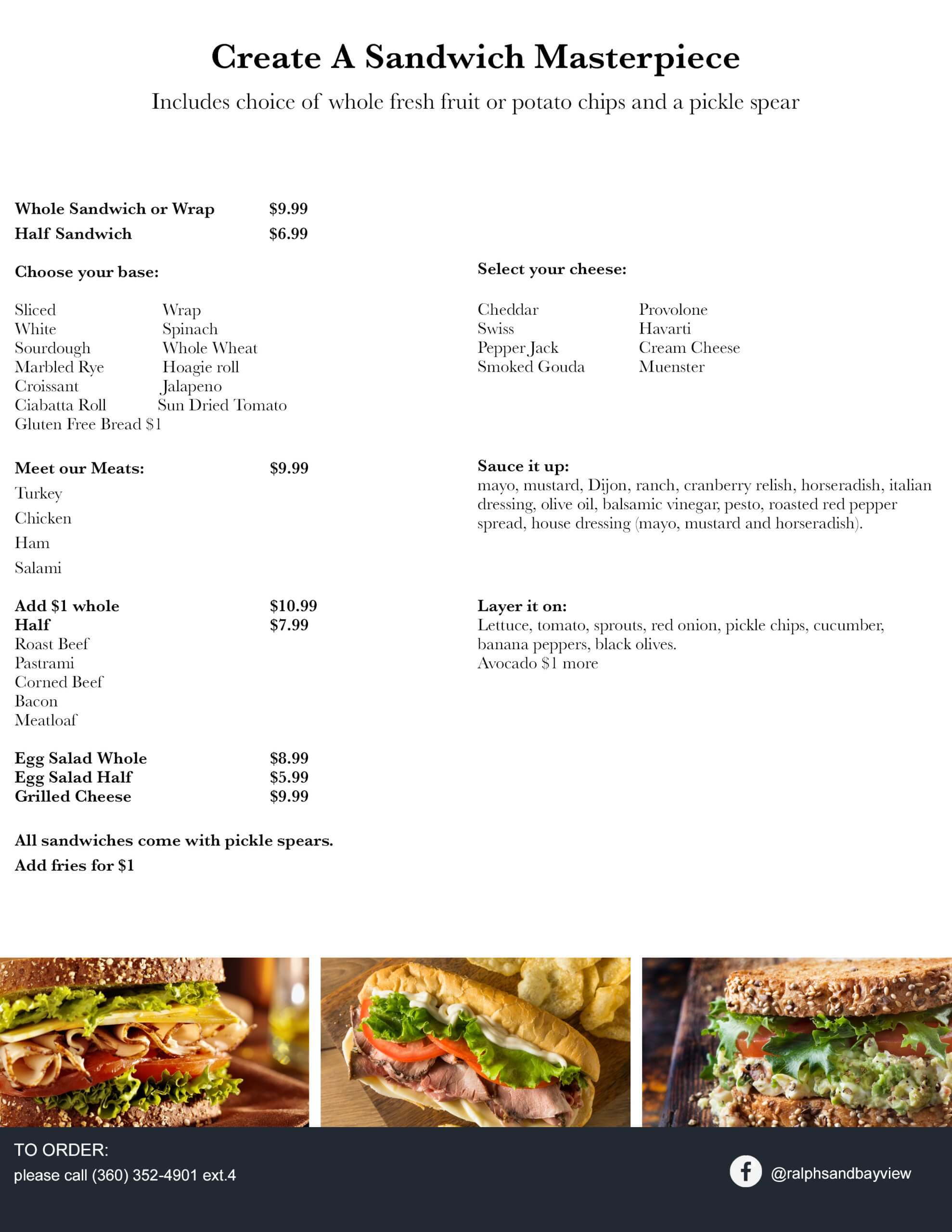 Bayview Deli Menu - Stormans