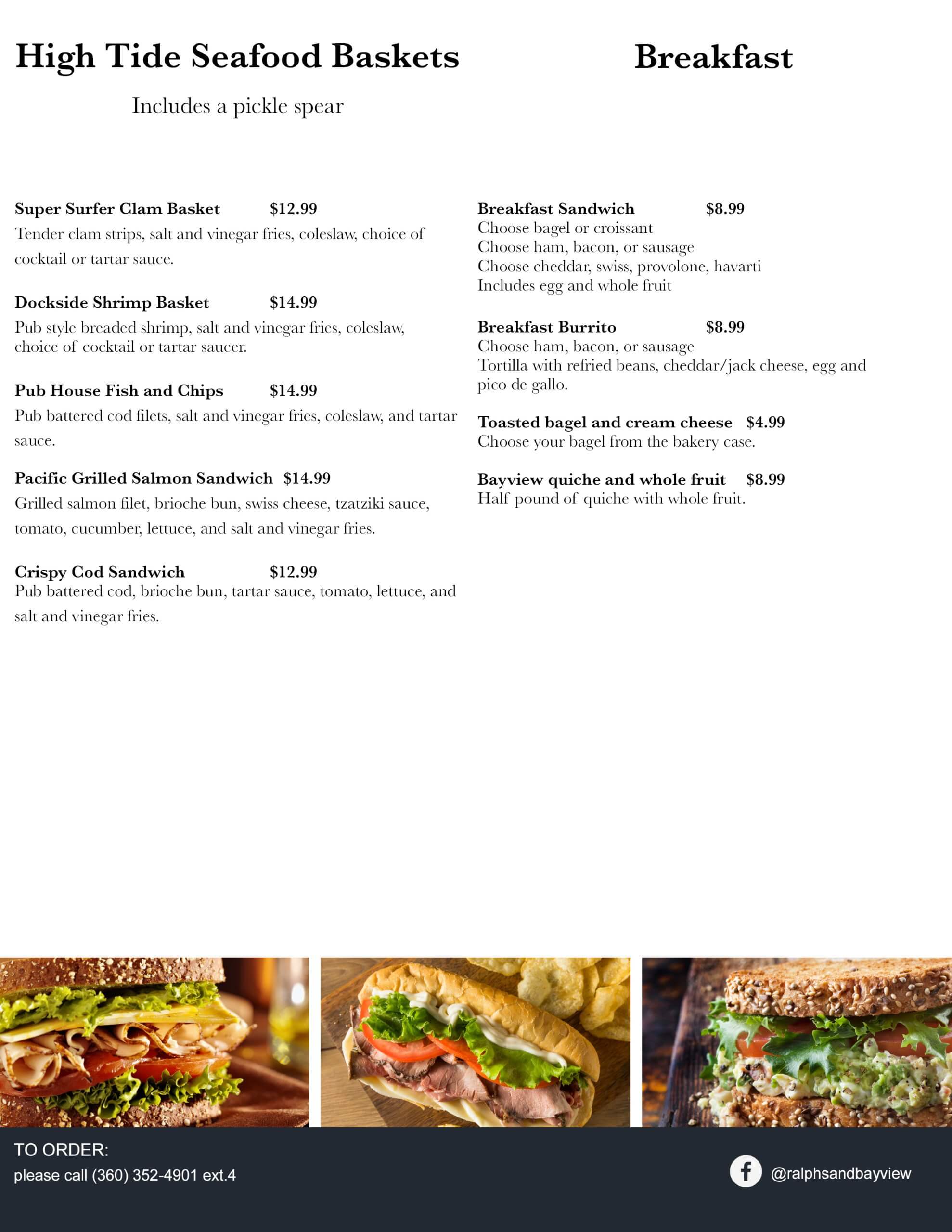 Bayview Deli Menu - Stormans